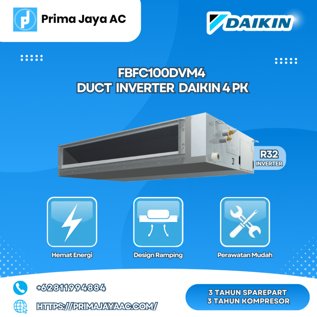 DAIKIN AC SPLIT DUCT CONNECTION MIDDLE STATIC 4 PK INVERTER 1 PHASE ...